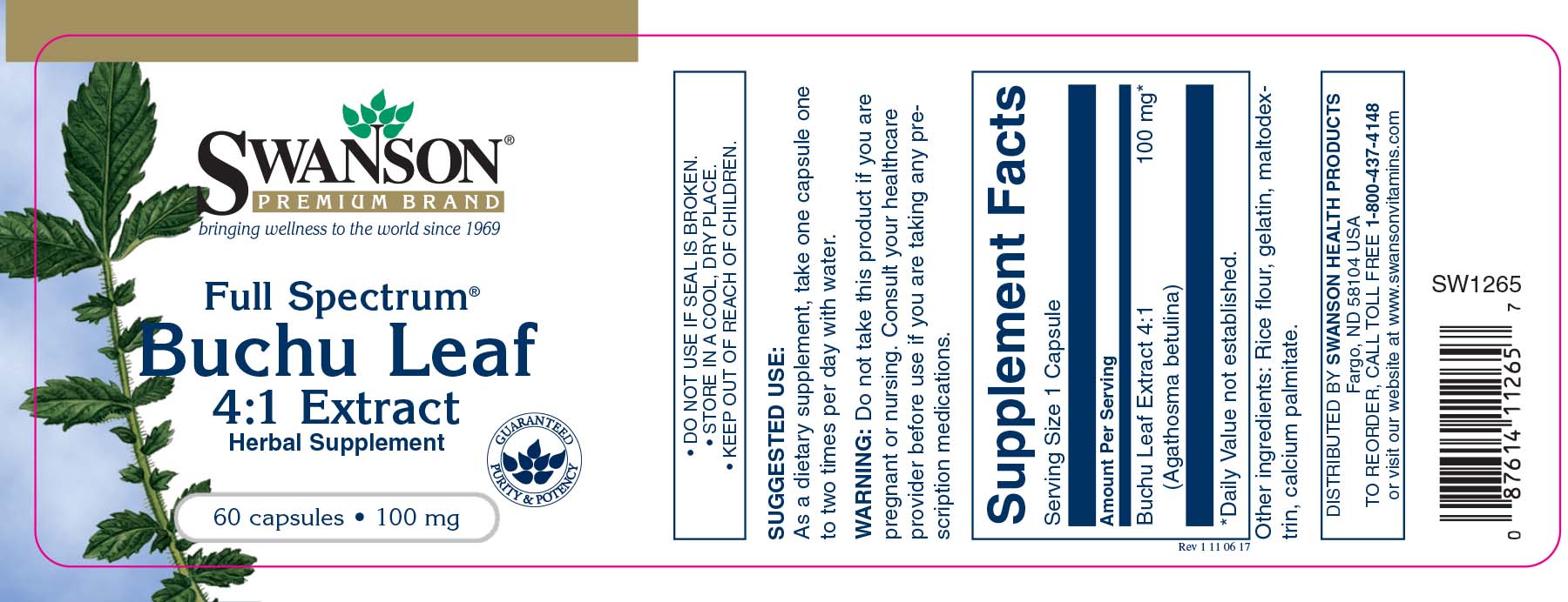 Full Spectrum Buchu Leaf Extract | Swanson Health Products Europe
